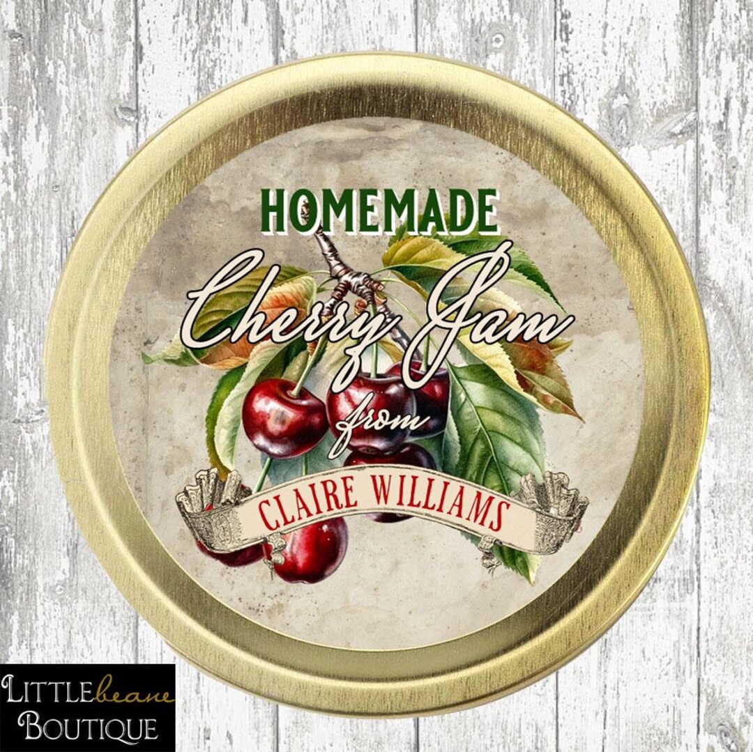 Cherry Jam Canning Labels, 2 Inch Fruit Canning Labels, Jelly Jar Label ...