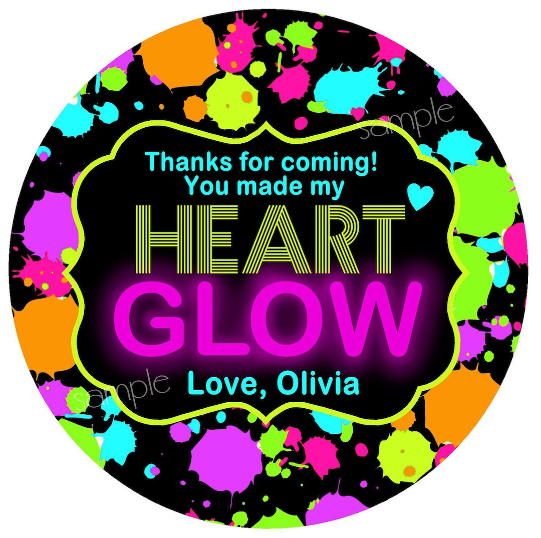 Glow Party Stickers, Neon, Glow Party Favors, Glow in the Dark Party ...