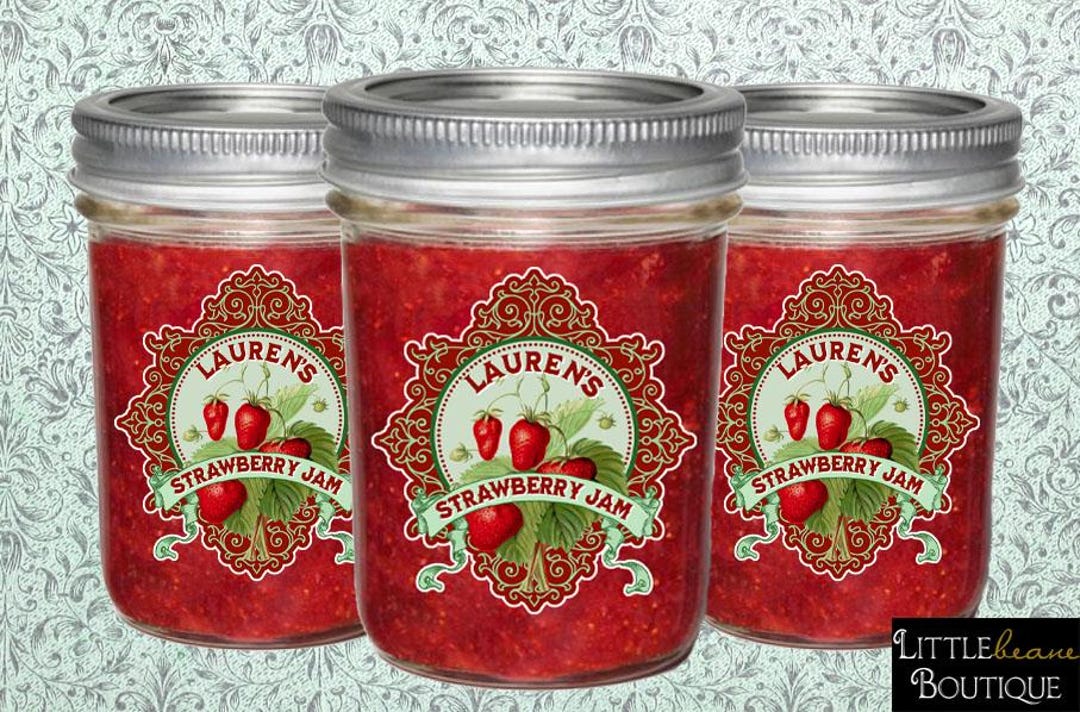 Strawberry Jam Labels, Custom Jam Label, Personalized Stickers, Kitchen ...