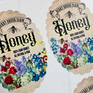 Custom Honey Labels, Wildflower Honey Stickers, Raw Honey Bottle Labels ...