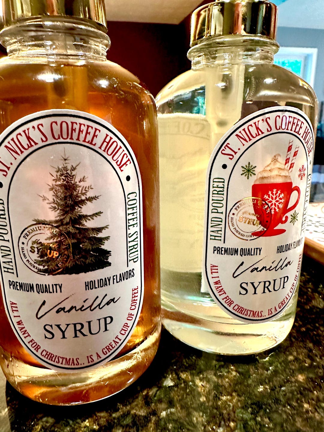 Christmas Coffee Syrup Labels, GOLD Coffee Syrup Pump Labels, Christmas ...