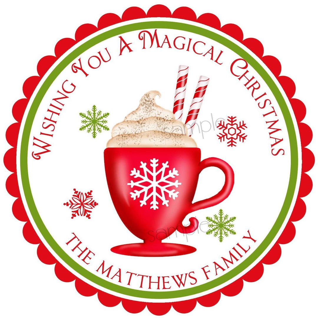 Personalized Christmas Hot Chocolate Stickers, Hot Chocolate Labels ...