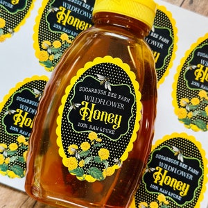 Custom Honey Labels, Honey Stickers, Raw Honey Bottle Labels ...