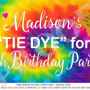 Printable Tie Dye Poster, DIY, 24 X 36 Size Backdrop Sign, Tie Dye ...