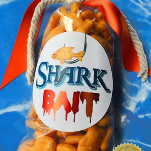 Shark Bait Stickers, Shark Chum Favors,shark Party,shark Stickers,shark ...