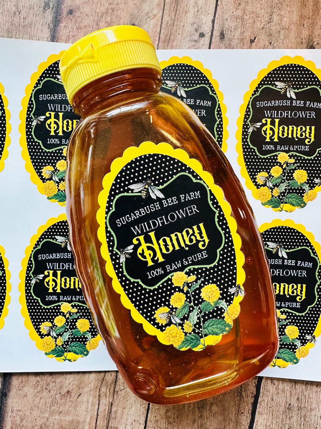 Custom Honey Labels, Honey Stickers, Raw Honey Bottle Labels ...