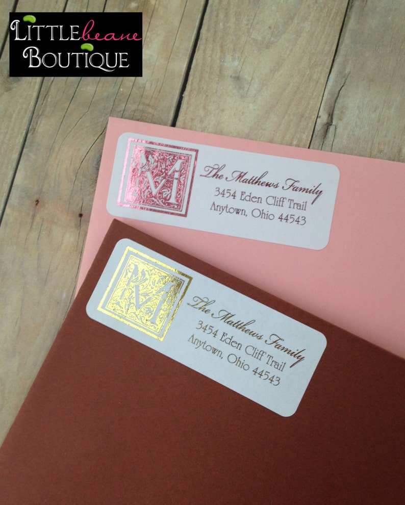 Gold Foil Personalized Return Address Labels Formal Block - Etsy
