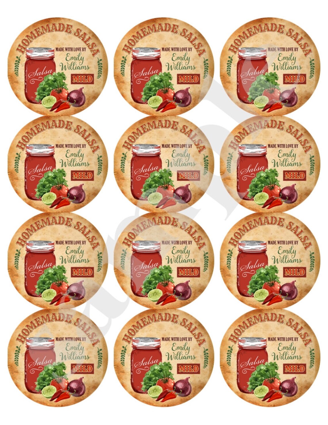 Salsa Stickers, Mild Salsa Labels, Homemade Salsa Labels, Salsa Canning ...