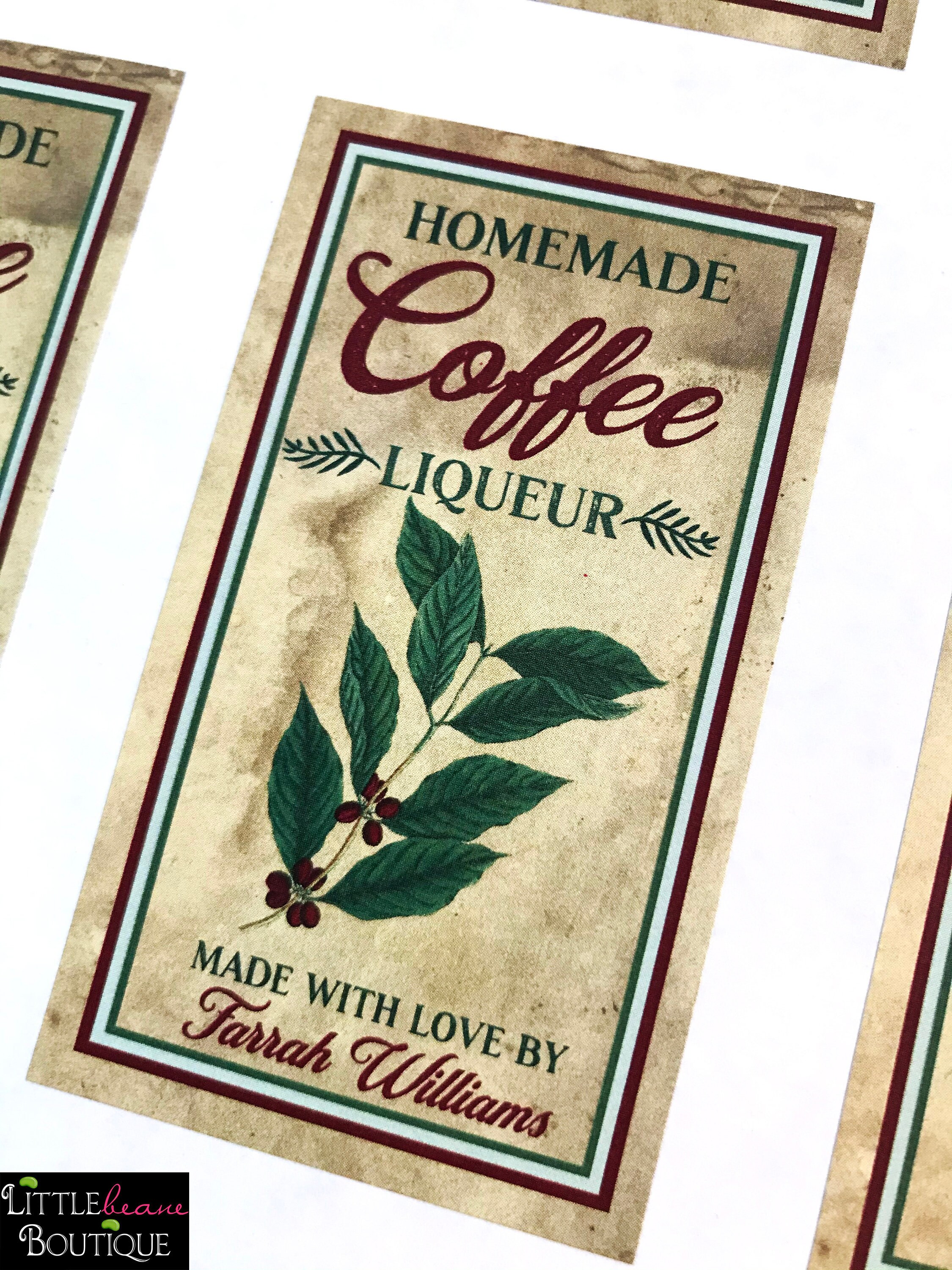 Custom Coffee Liqueur Labels Homemade Liqueur labels | Etsy
