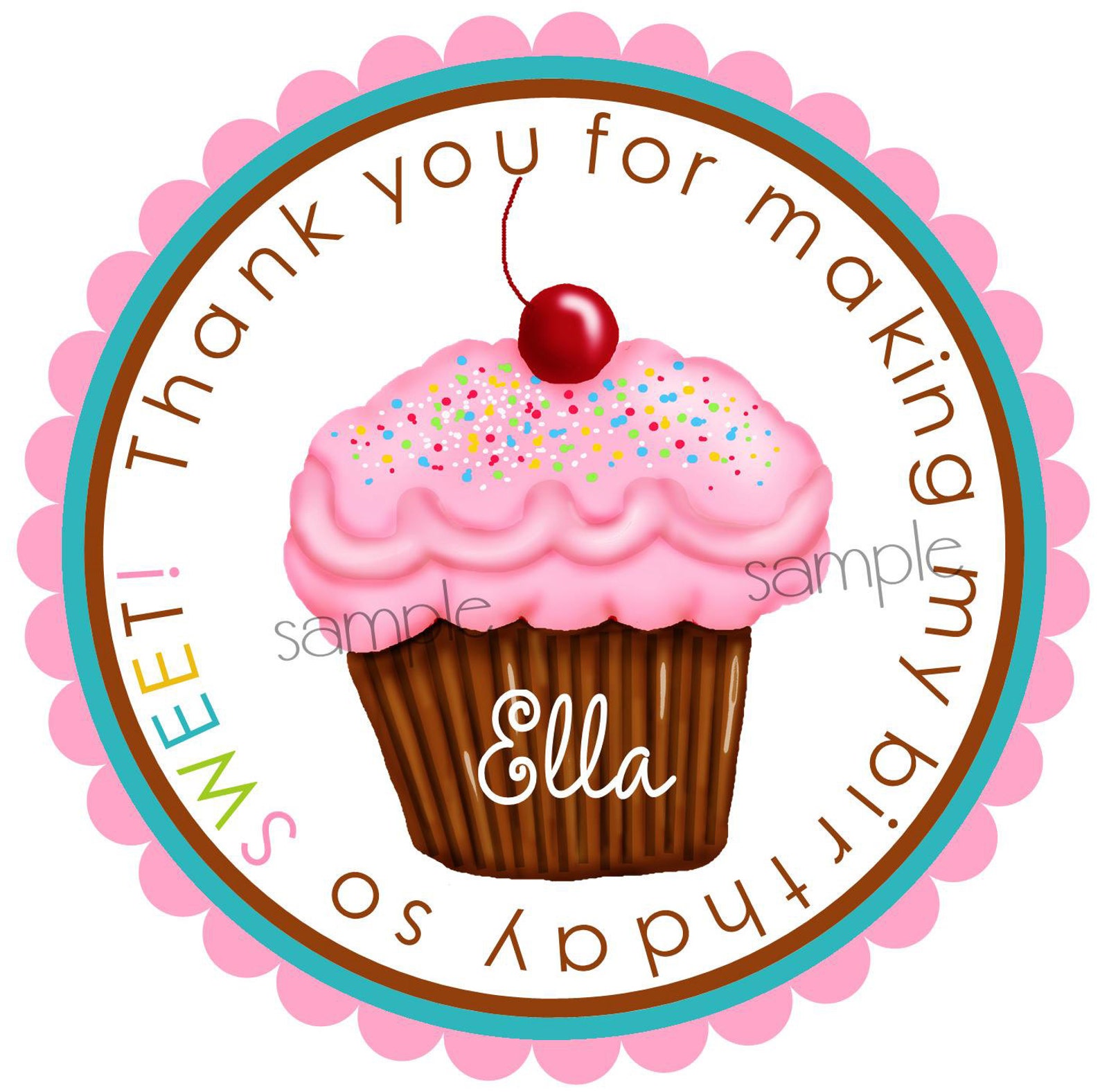 Cupcake Birthday Stickers Cupcake Stickers Cupcake Party | Etsy