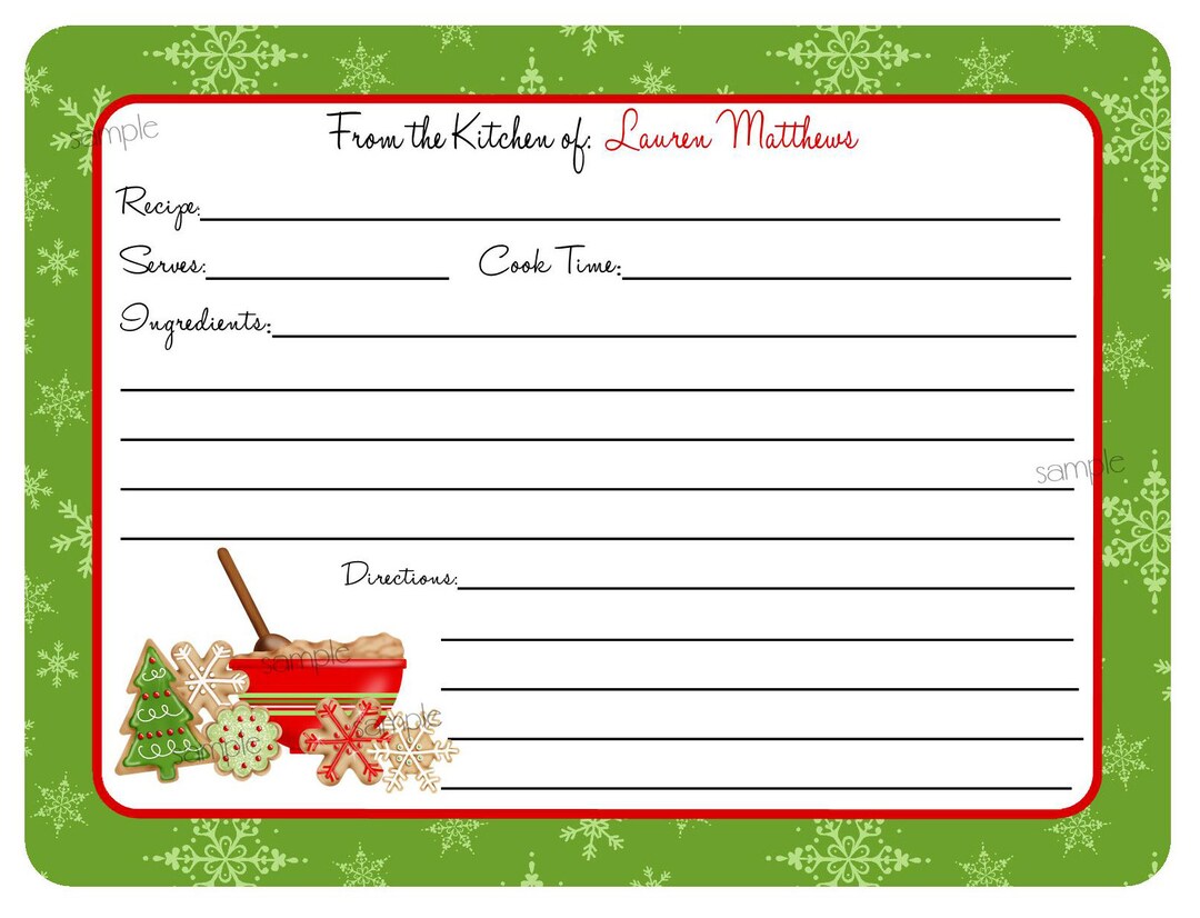 Christmas Cookie Swap Recipe Cards, Cookie Exchange Recipe Cards ...