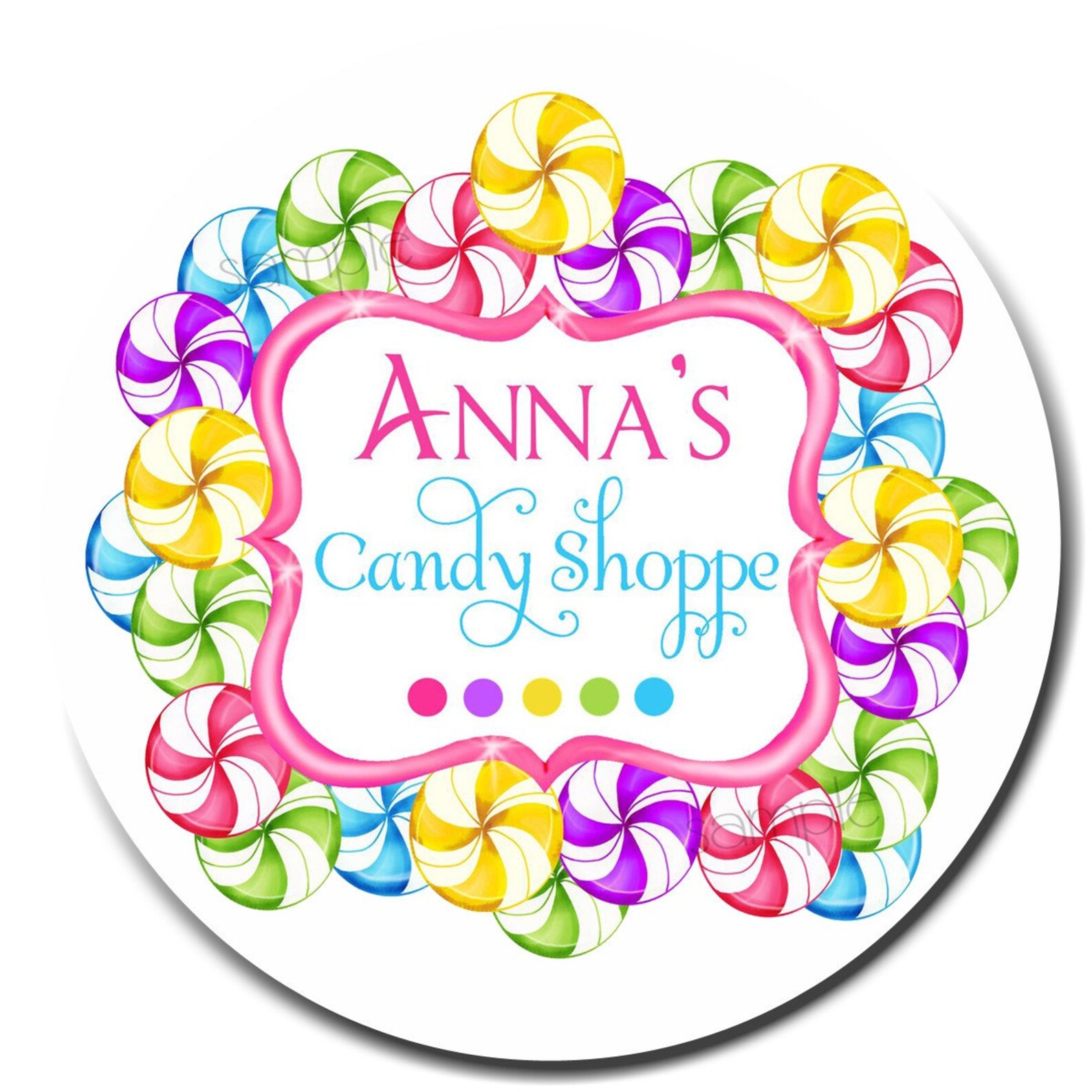 Candy Stickers Candy Birthday Party Candy Shoppe Swirl - Etsy