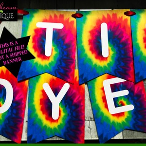 Printable Tie Dye Birthday Banner, DIY, Tie Dye Banner, Tie Dye ...