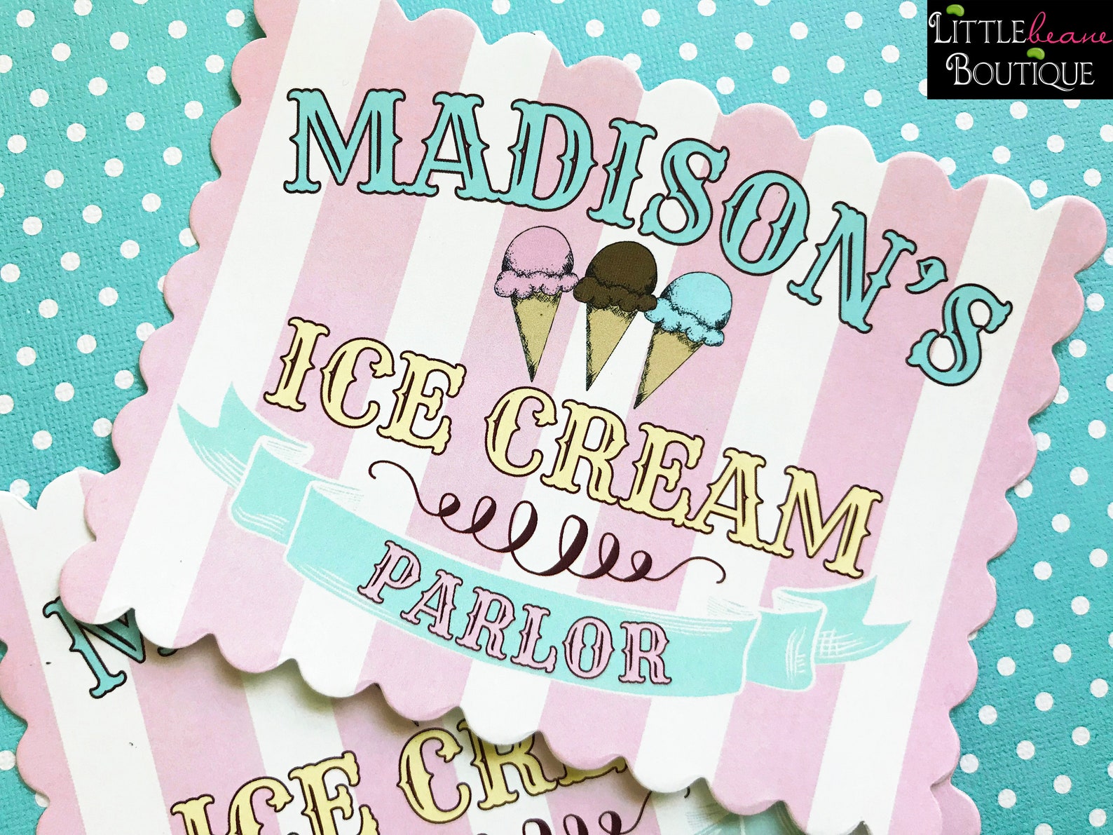 Ice Cream Party Stickers, Ice Cream Labels, Kids Ice Cream Parlor Party ...