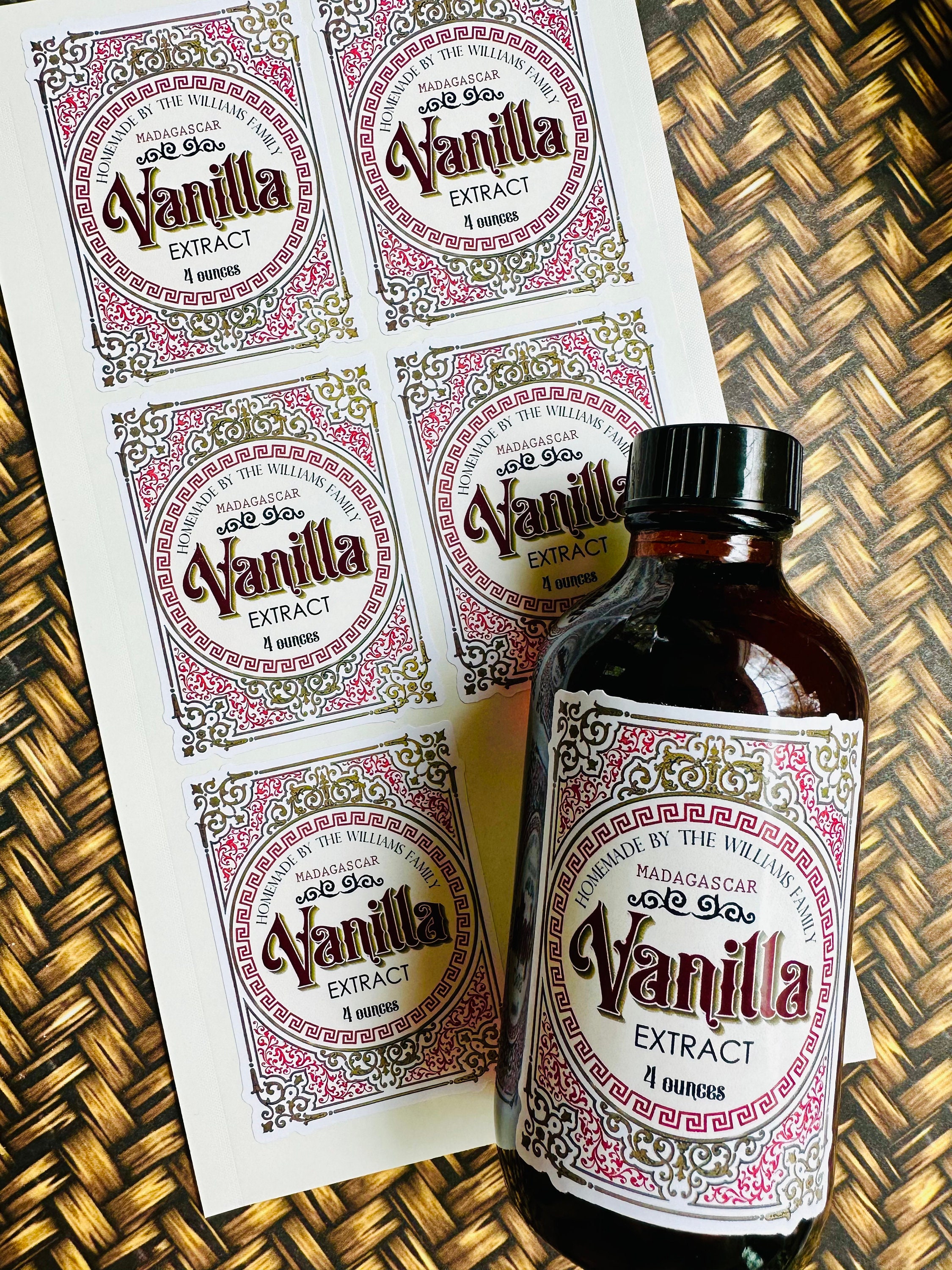 Waterproof Vanilla Extract Labels, Personalized Vanilla Extract ...
