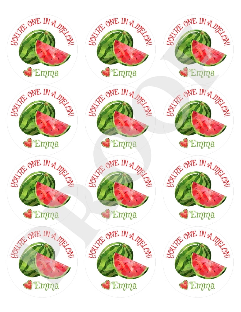 Watermelon Stickers, Red Watermelon Labels, Watermelon Birthday Party ...