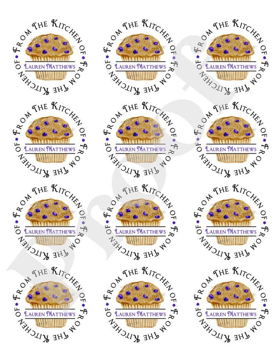 Paper & Party Supplies Labels kitchen cooking Seals Blueberry Muffin ...