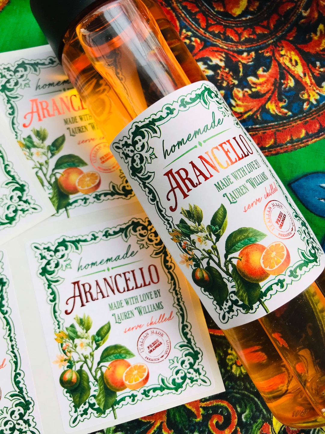 Homemade Arancello Stickers - Gold Homemade Limoncello Labels ...