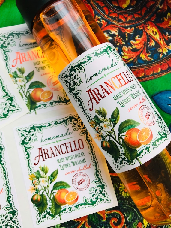 Homemade Arancello Stickers - Gold Homemade Limoncello labels ...