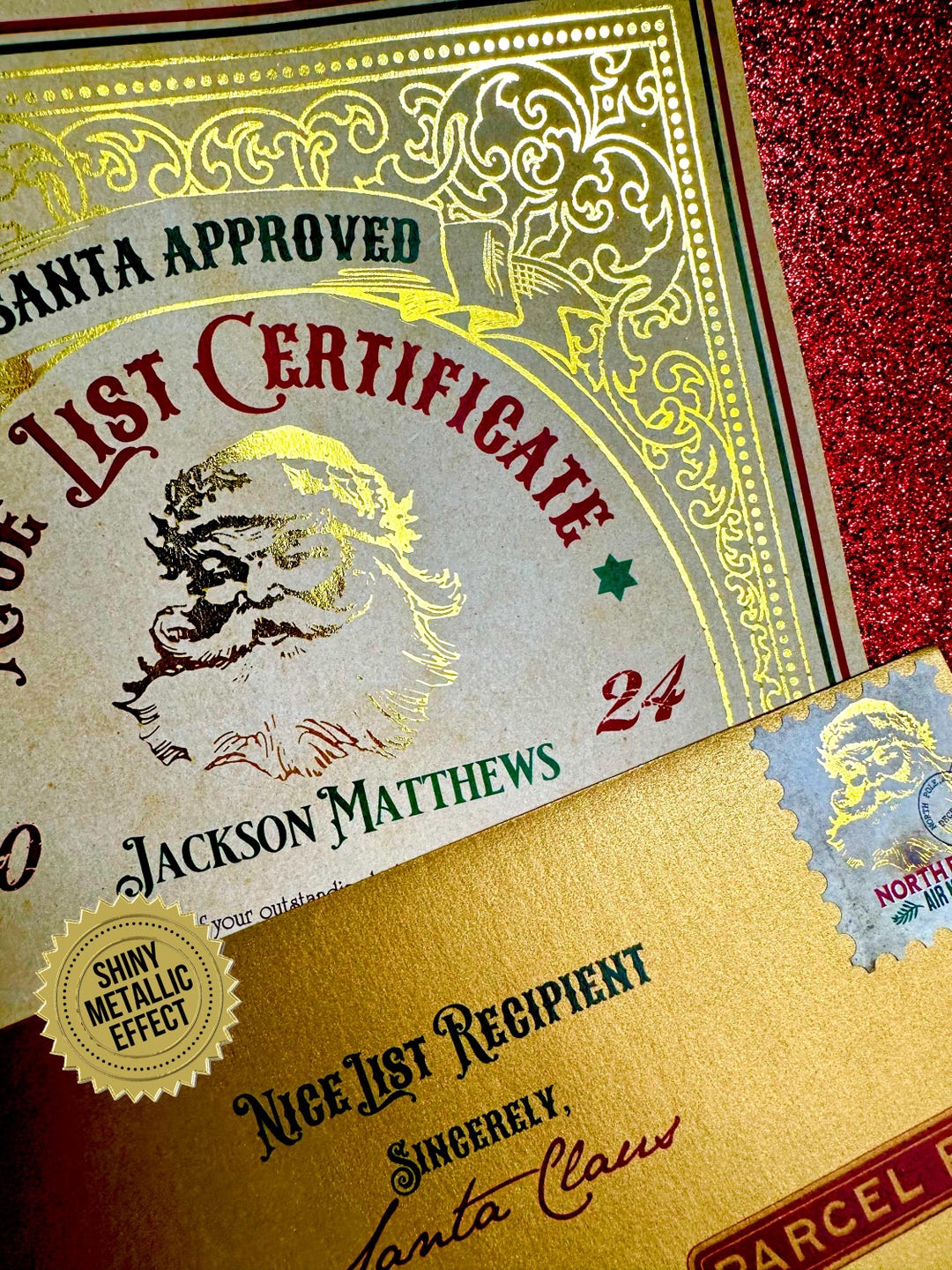 GOLD Printed Santa Letter, Santa Nice List Certificate, Santa Claus ...
