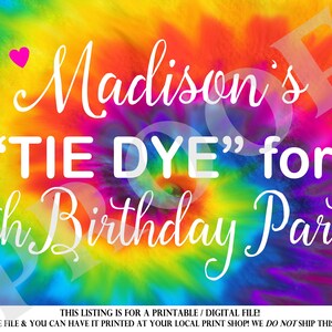 Printable Tie Dye Poster, DIY, 24 X 36 Size Backdrop Sign, Tie Dye ...