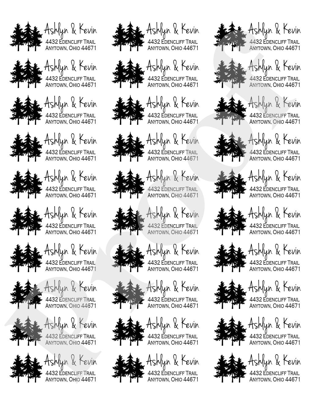 Woodland Pine Tree Return Address Labels, Rustic Stamp Address Labels ...