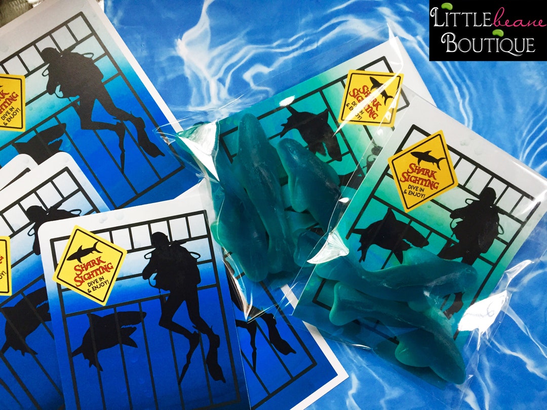 Shark Party Favor, Shark Stickers, Shark Party Tags, Kids Shark Favors ...