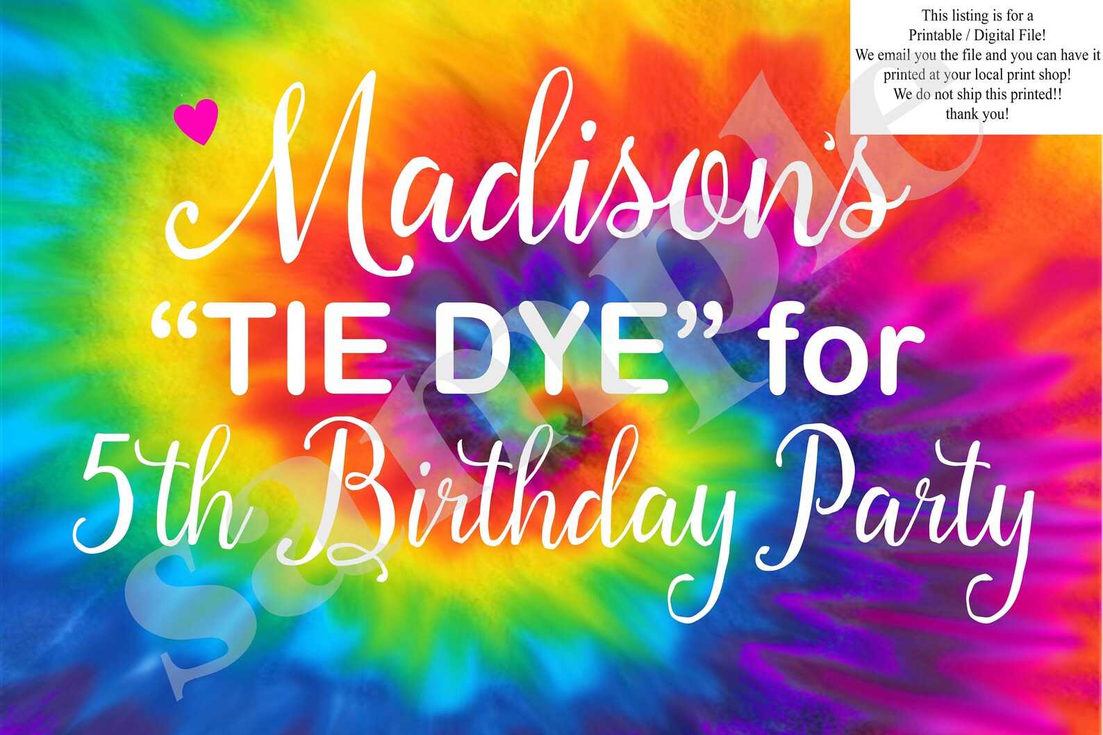 Printable Tie Dye Poster DIY 24 X 36 Size Backdrop Sign Tie | Etsy