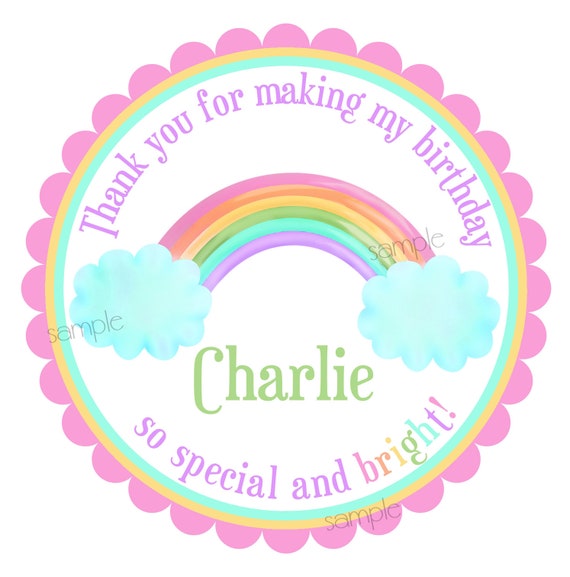 Rainbow Stickers, Pastel Rainbow stickers, Rainbow Birthday party ...