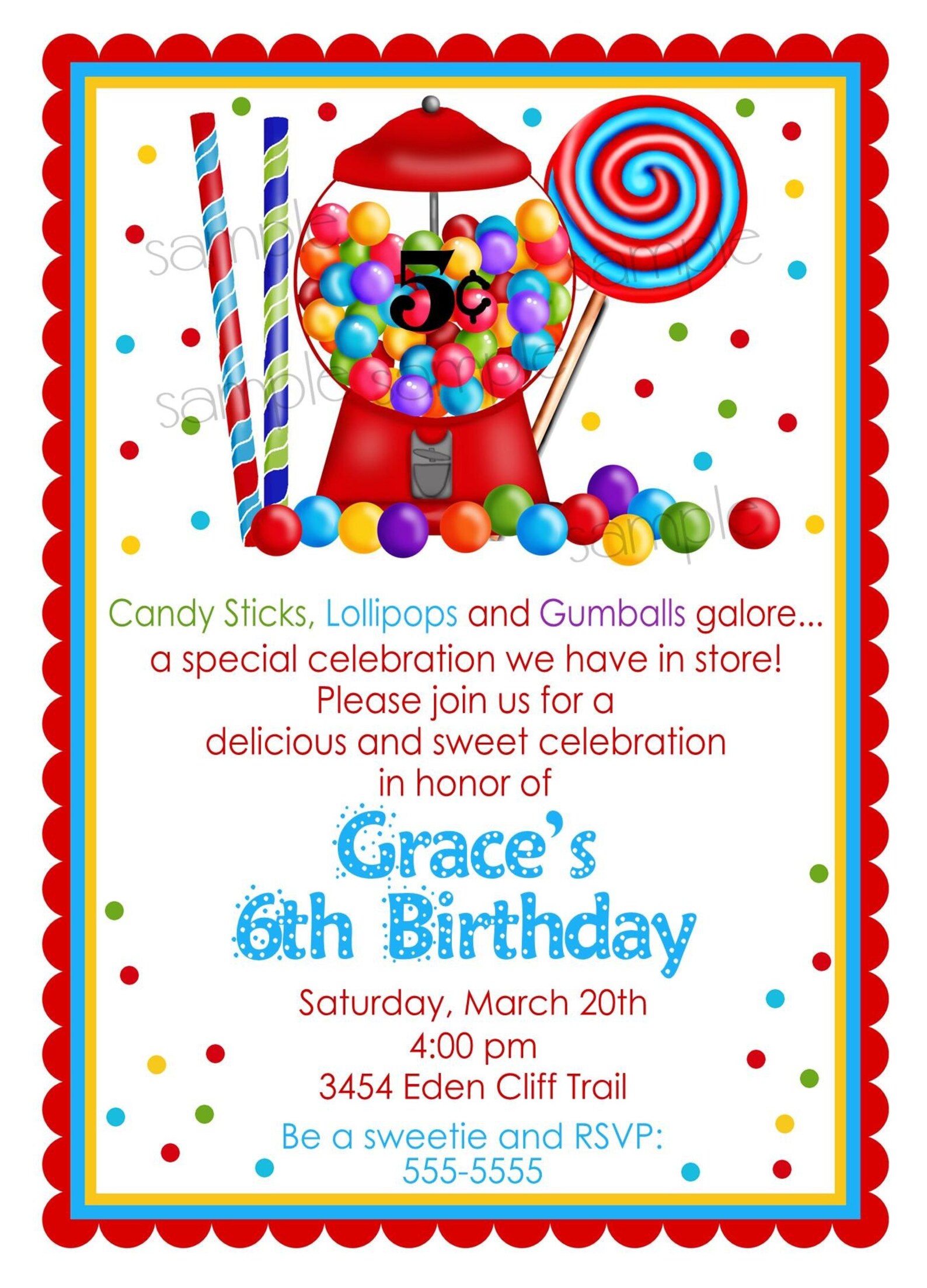 Gumball Machine Birthday Invitation Digital File Invite Printable ...
