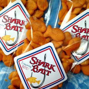 Shark Party Stickers, Shark Stickers, Shark Bait Labels, Shark Birthday ...