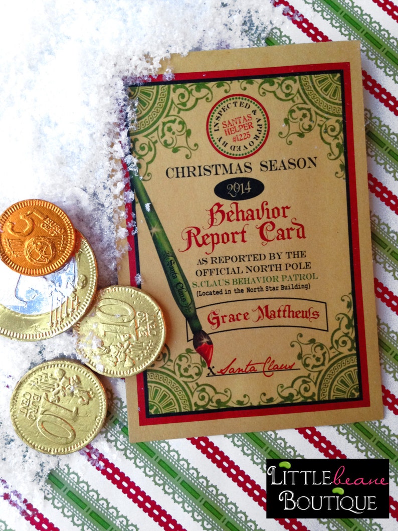 Kids Christmas Behavior Report Card, Santa Claus Nice List ...