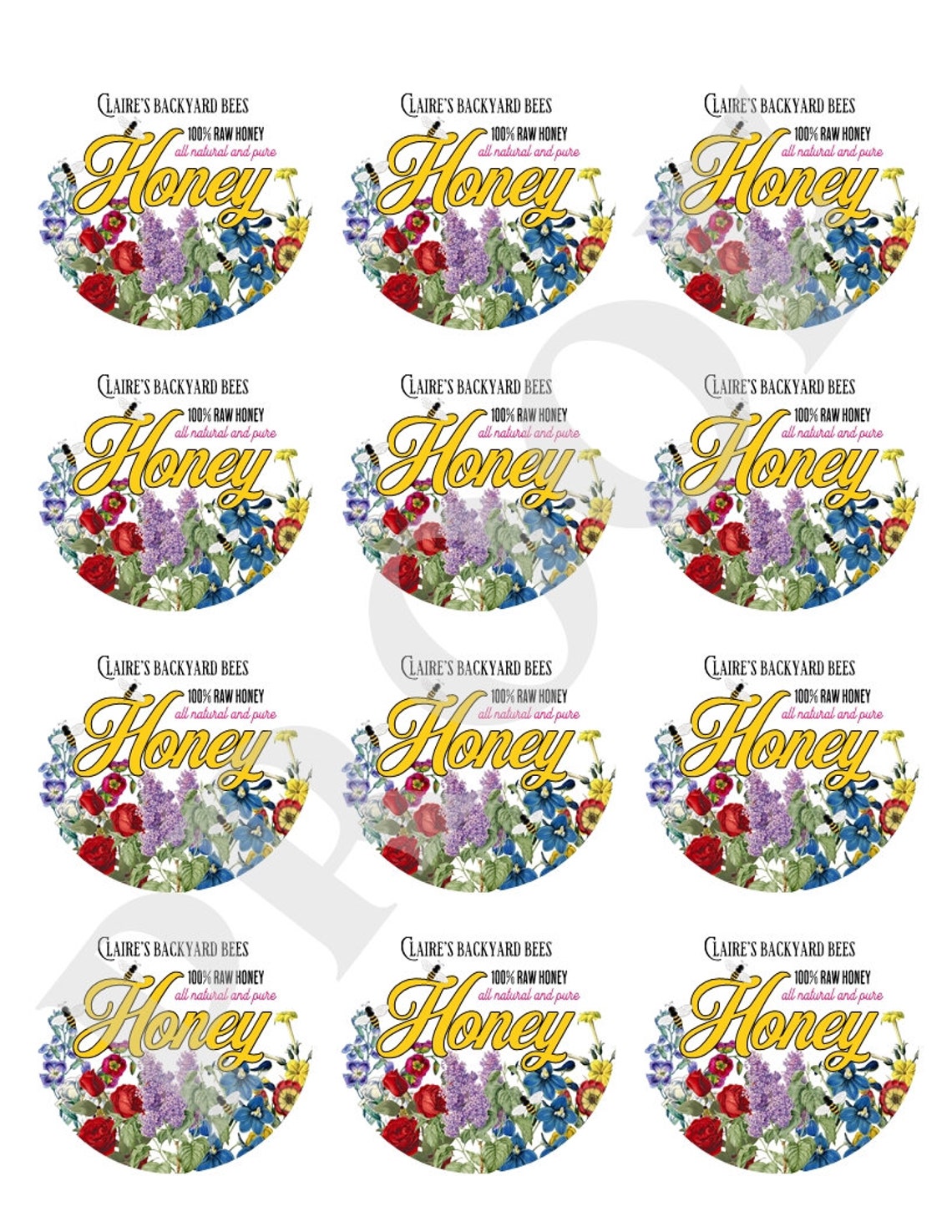 Wildflower Honey Jar Labels Personalized Honey Jar Stickers - Etsy