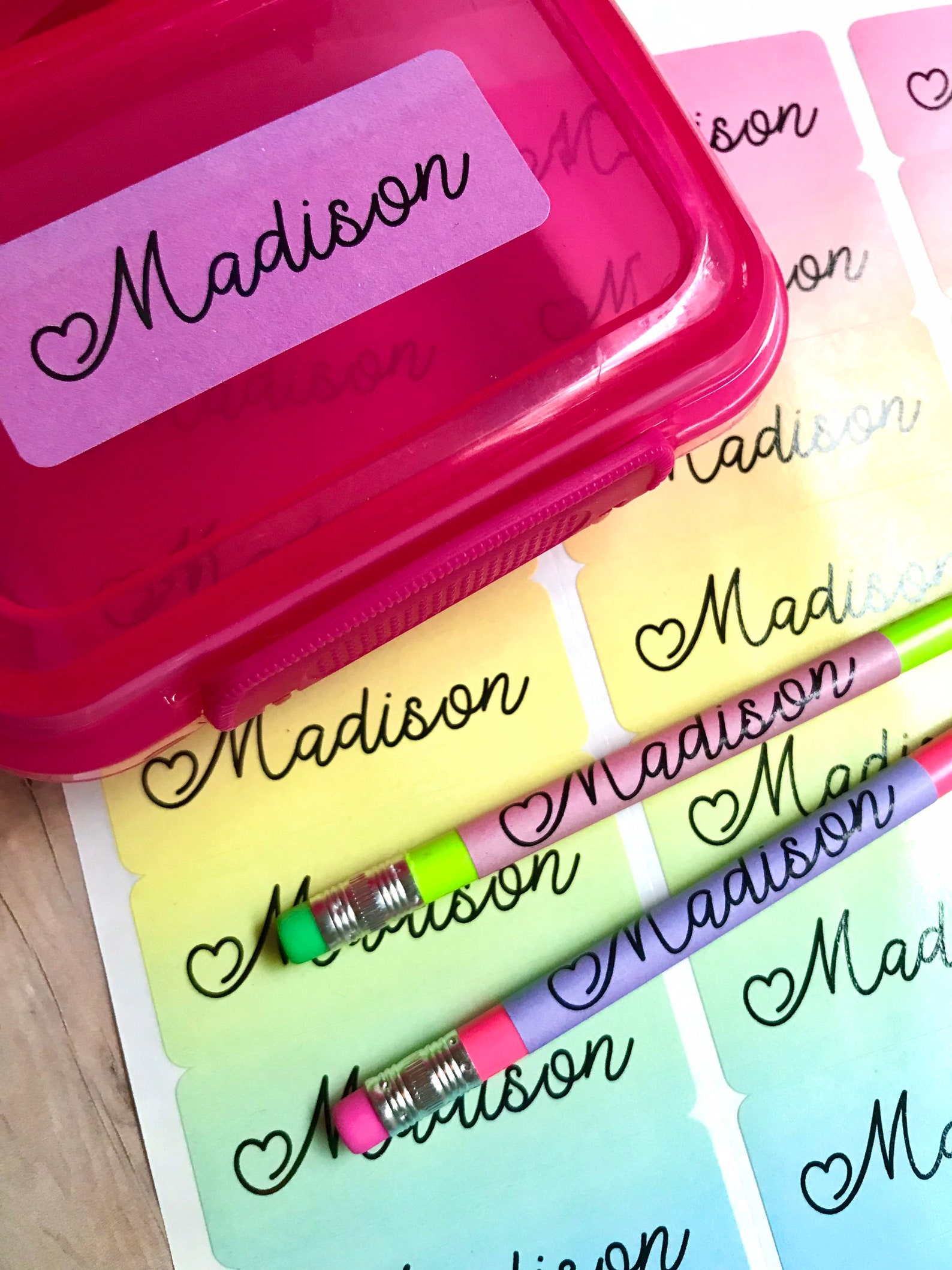 School Supplies Labels Back to School Labels Rainbow Name - Etsy