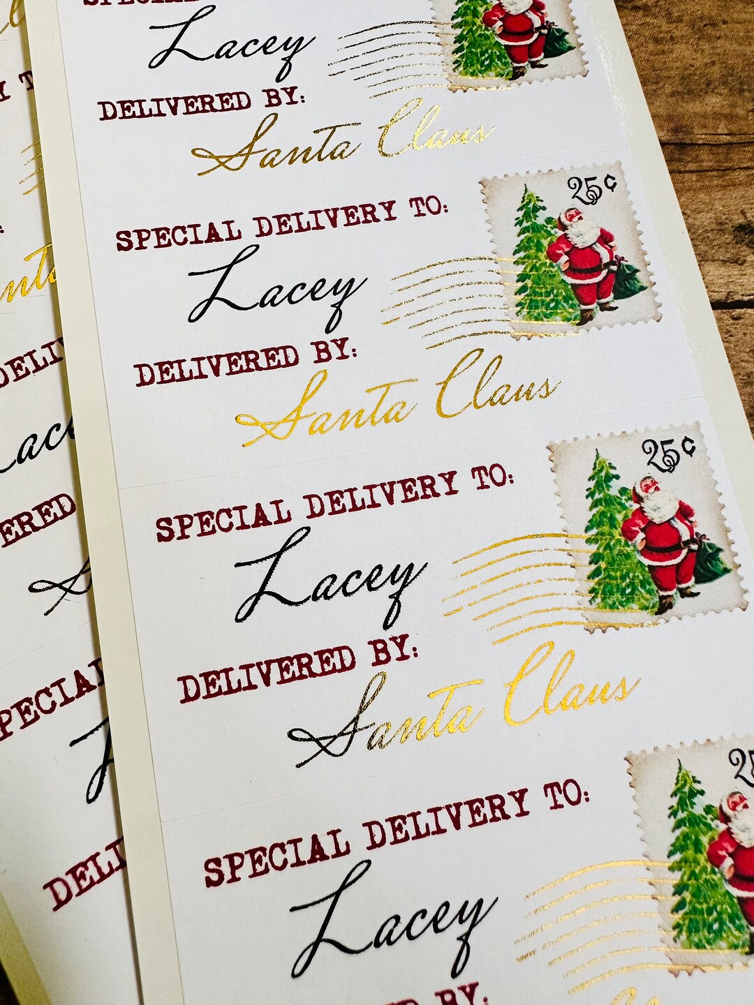 Christmas Special Delivery Stickers, GOLD Christmas Stickers, Santa Air ...