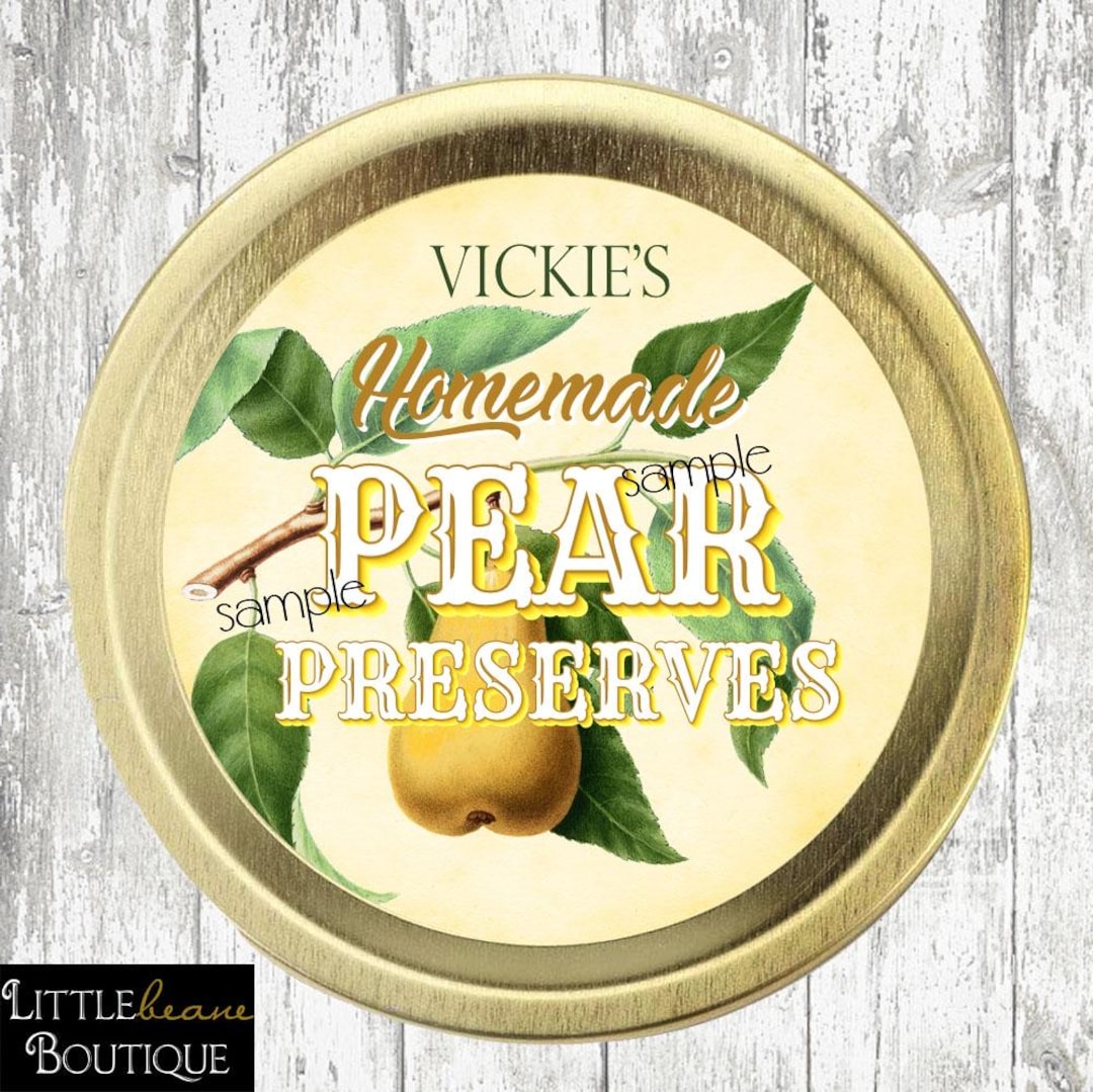 Pear Jam Labels, Pear Preserves Jar Labels, Canning Labels, Pear Jelly ...