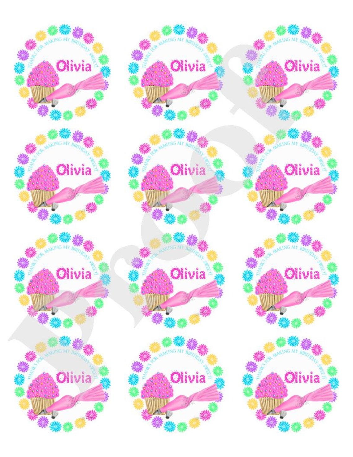 Cupcake Birthday Stickers Cupcake Stickers Cupcake - Etsy
