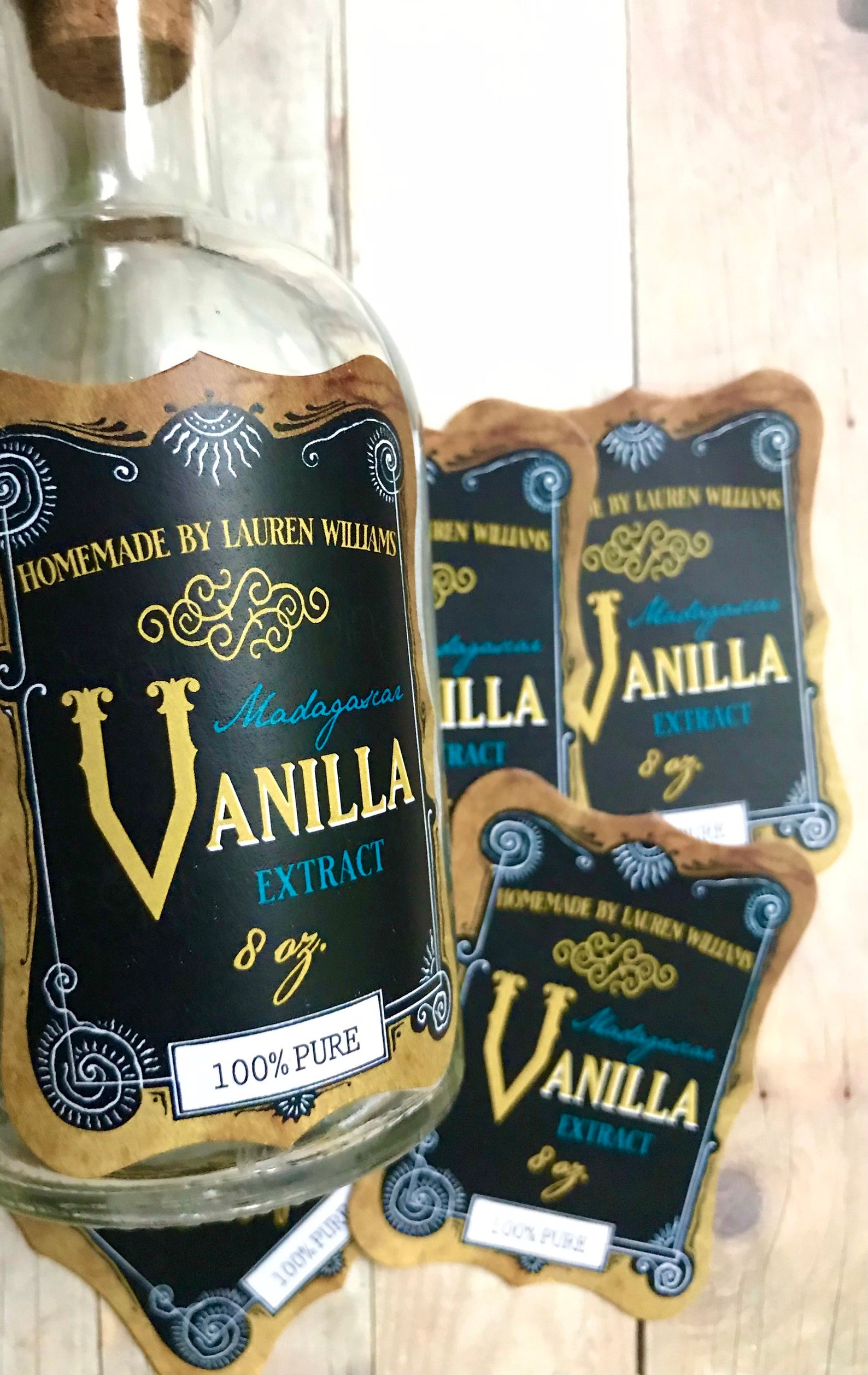 Vanilla Extract Labels, Personalized Homemade Vanilla Extract Labels ...