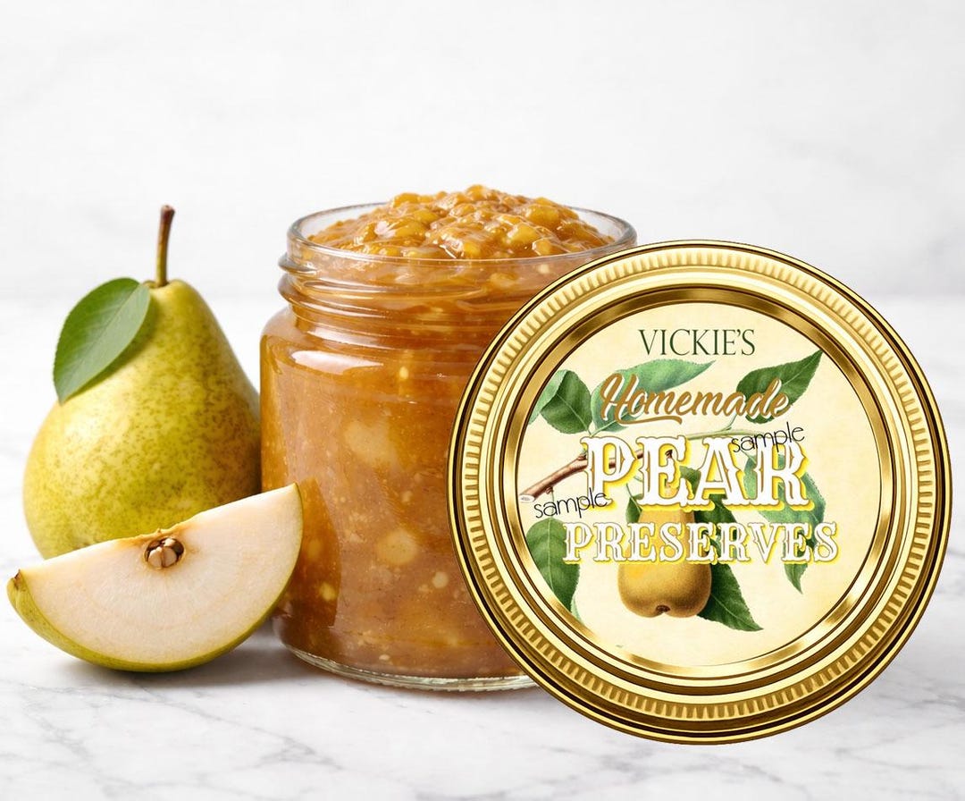 Pear Jam Labels, Pear Preserves Jar Labels, Canning Labels, Pear Jelly ...