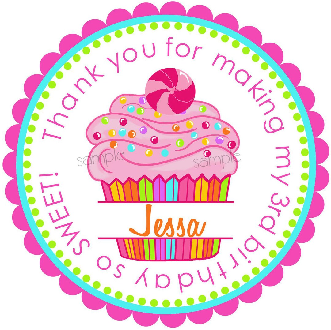 Cupcake Stickers, Candy Surprise Cupcake, Personalized Stickers, Labels ...