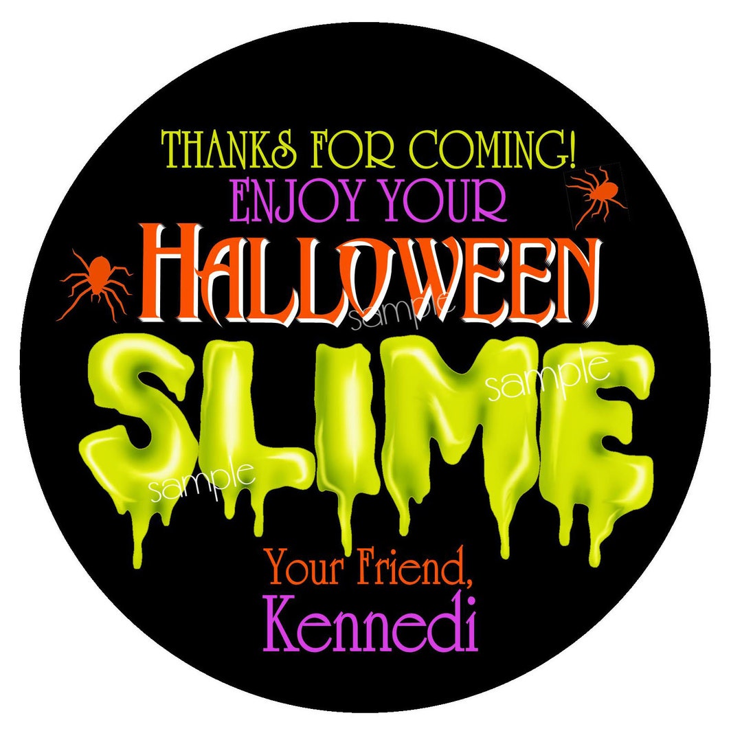 Halloween Slime Stickers, Halloween Monster, Slime Party, Slime Favors ...