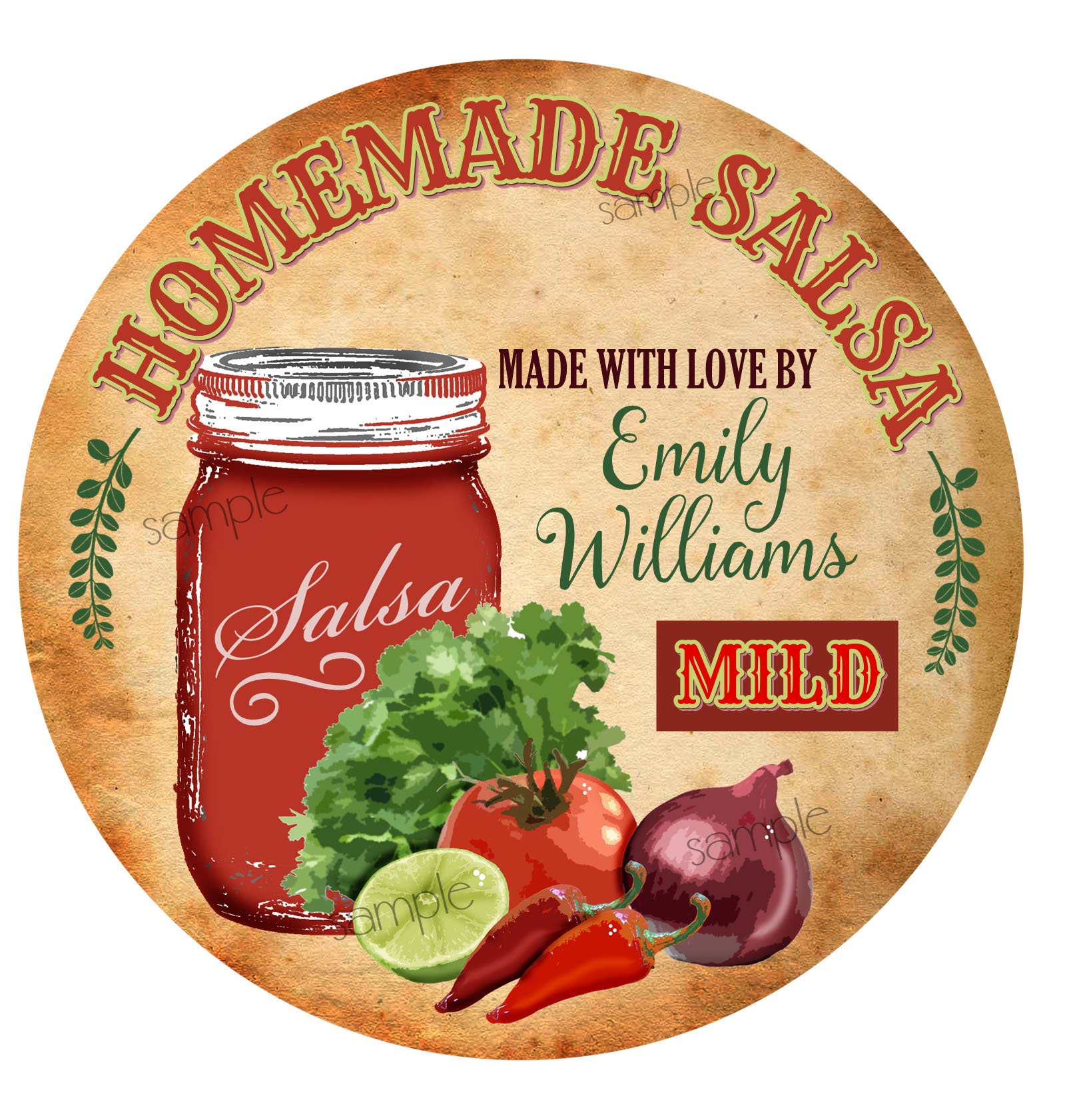 Salsa Stickers, Mild Salsa Labels, Homemade Salsa Labels, Salsa Canning ...