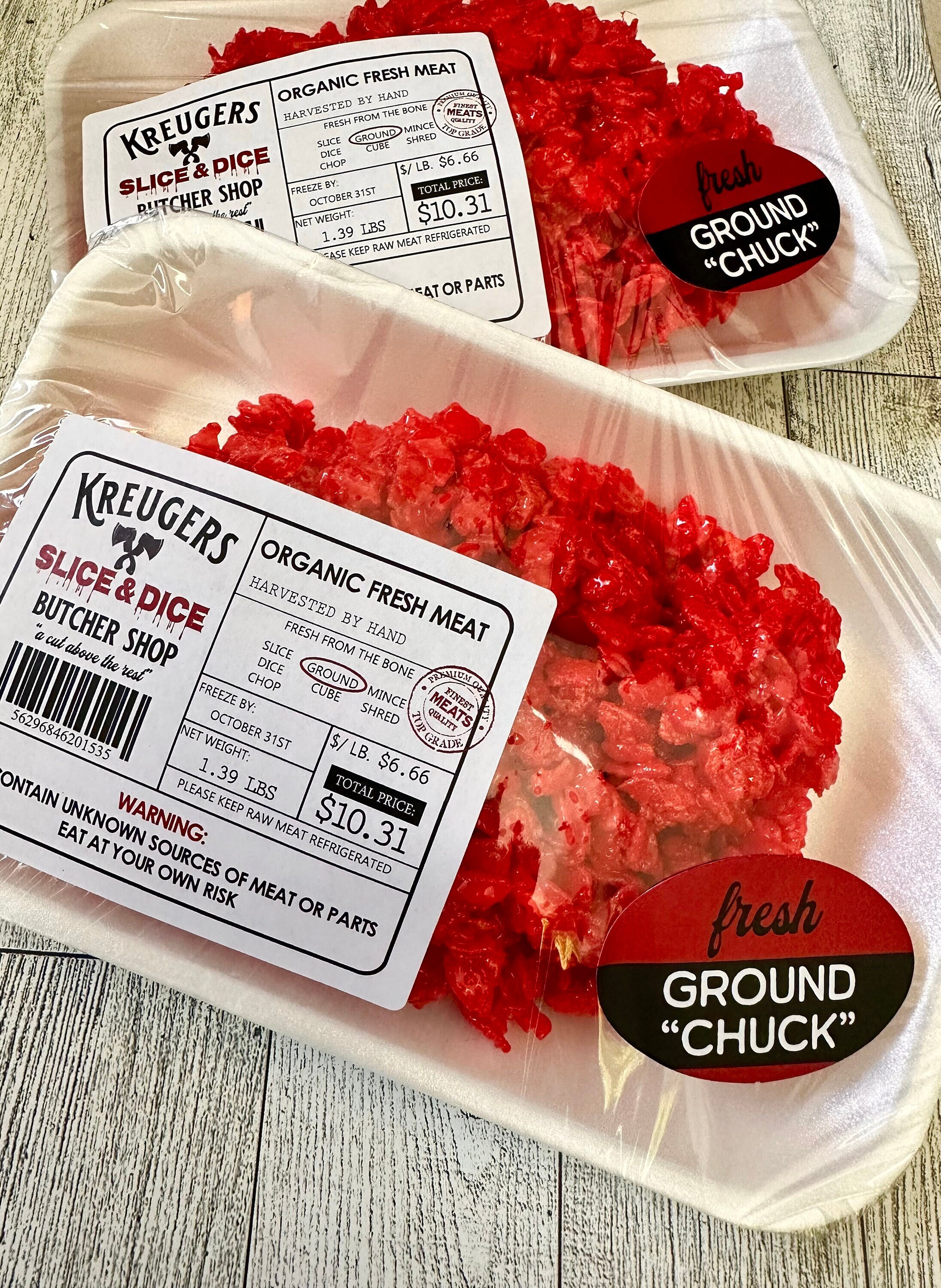 Halloween Raw Meat Stickers, Fake Meat Labels, Raw Meat Rice Treat ...