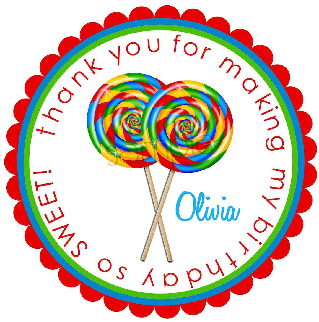 Personalized Lollipop Stickers, Sweet Shop Lollipop, PRIMARY COLORS ...