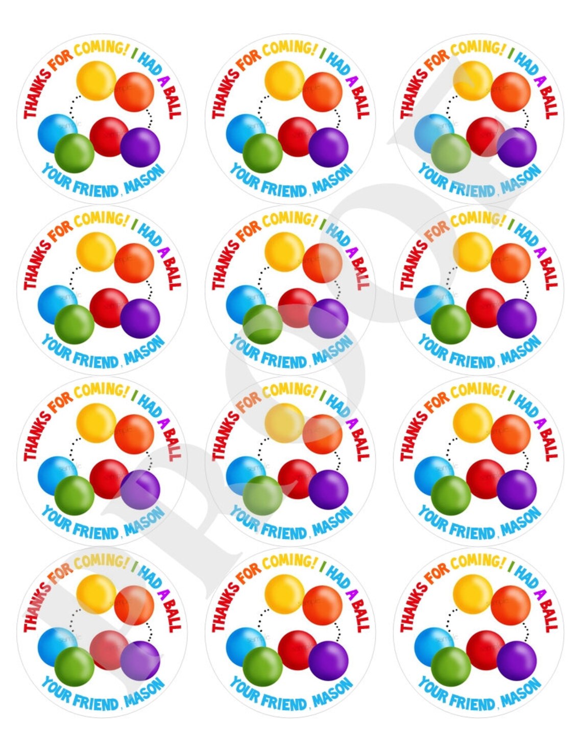 Ball Pit Stickers Kids Bouncy Ball Labels Ball Birthday - Etsy