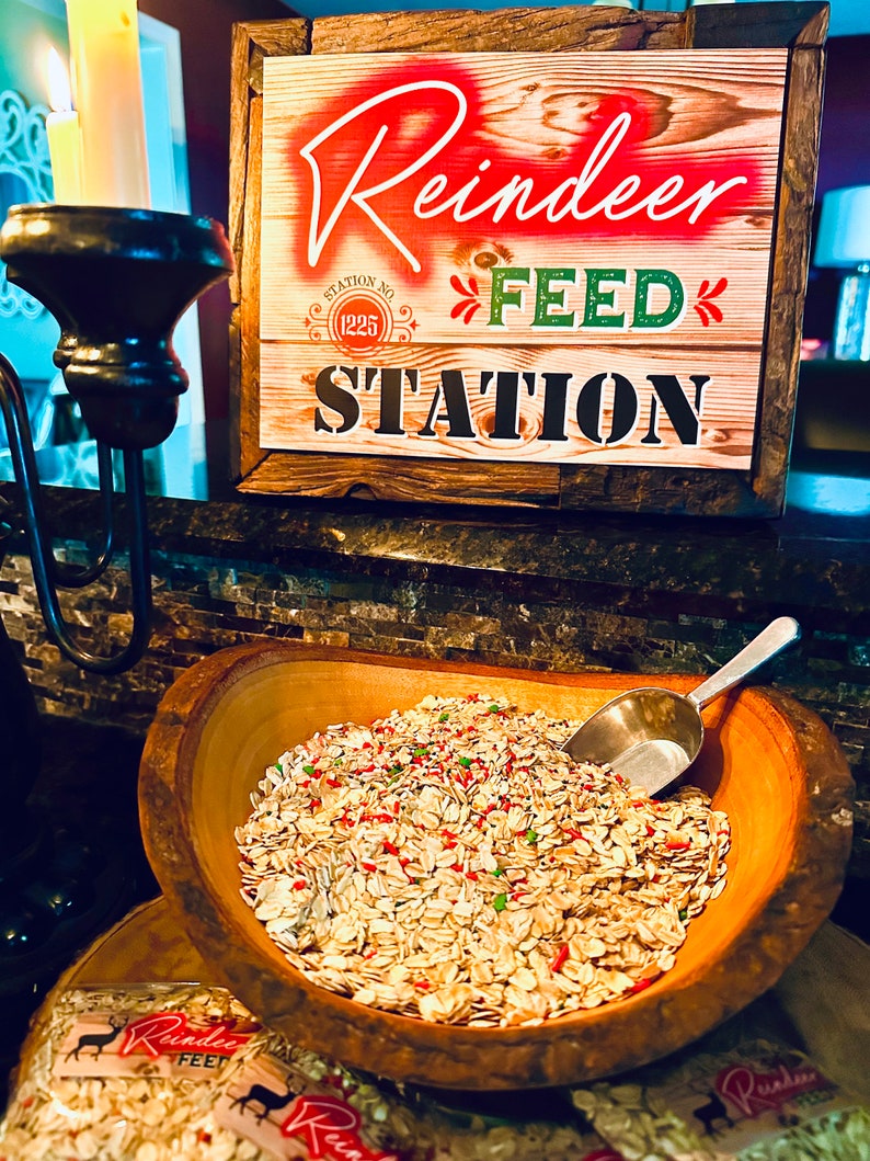 Printable Reindeer Feed Station Signs, Magic Reindeer Feed, Christmas ...