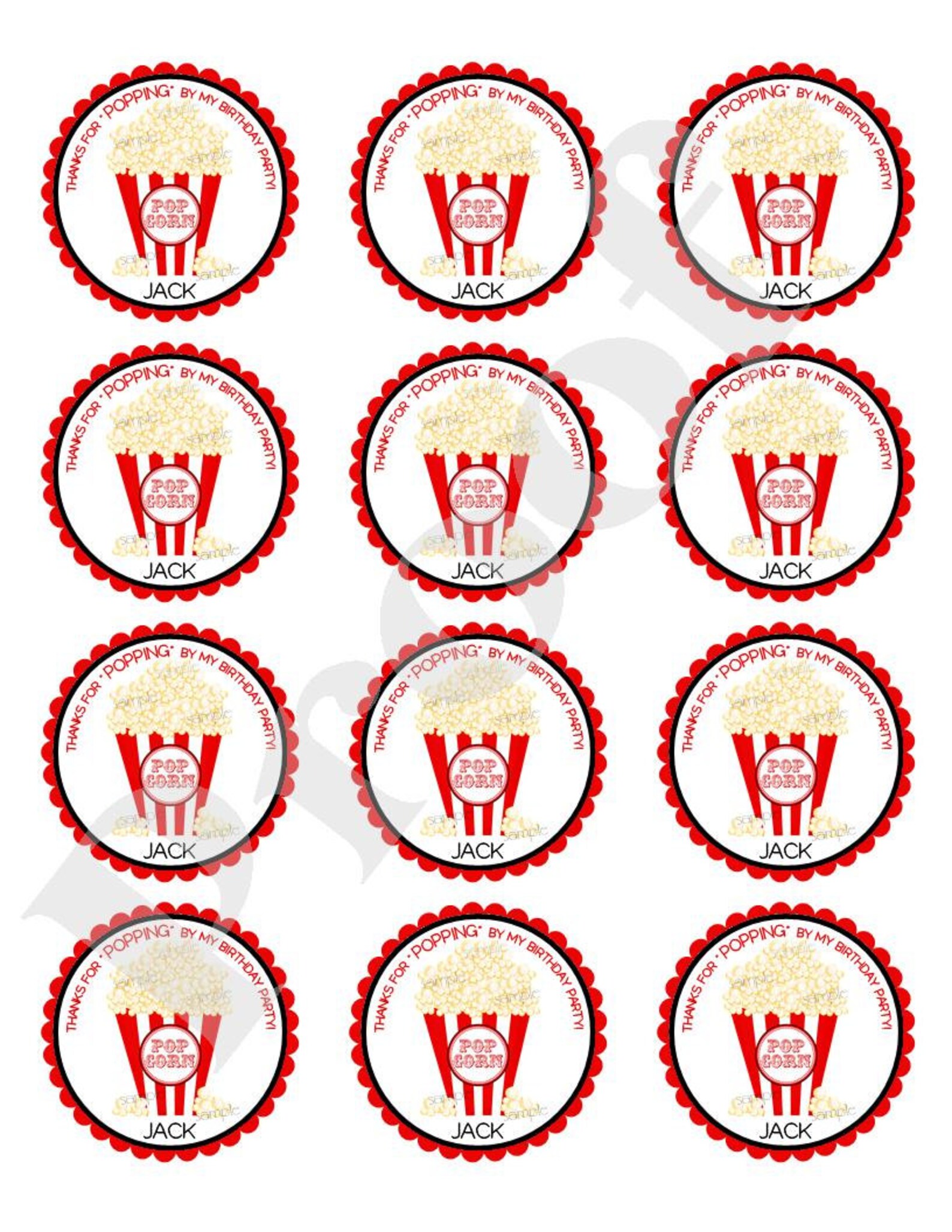 Popcorn stickers Popcorn Bar Movie night Box of popcorn | Etsy