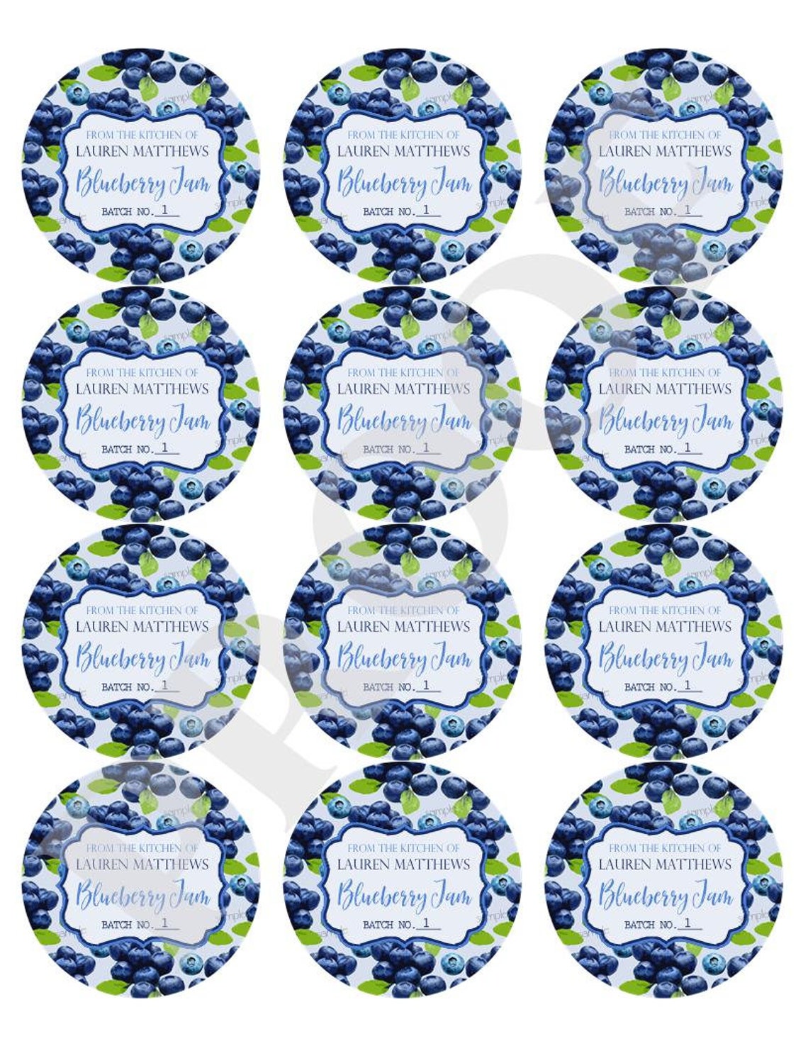 Blueberry Jam Labels Blueberry Canning Labels Blueberry | Etsy