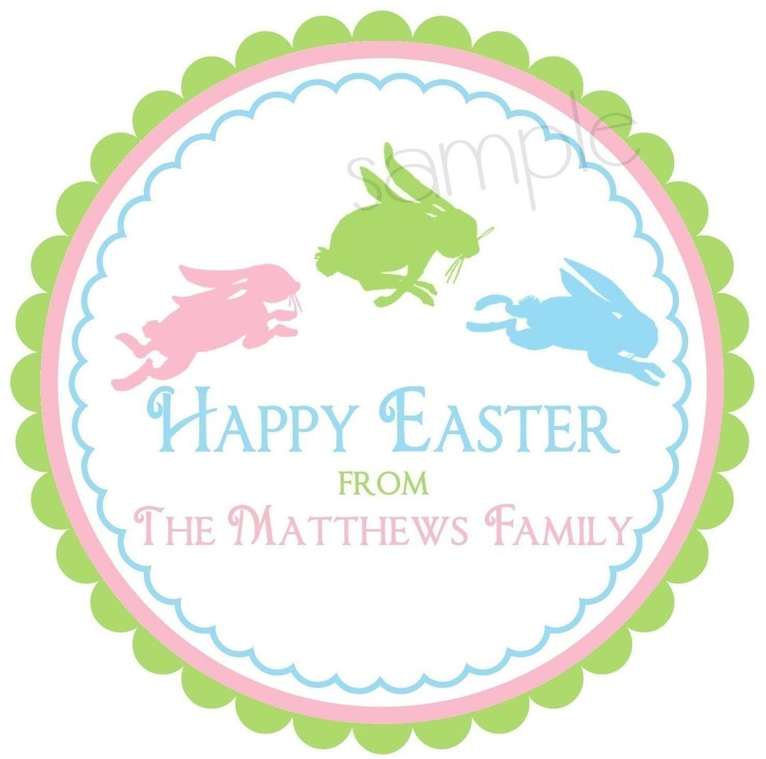 Kids Easter Stickers, Easter Bunny Labels, Easter Bunny Favor Labels ...