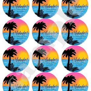 Beach Stickers, Mahalo Stickers, Hawaiian Luau Party, Mahalo Labels ...